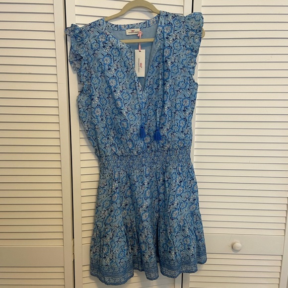 Vineyard Vines | Dresses | Nwt Vineyard Vines Blue Ruffle Floral Dress ...